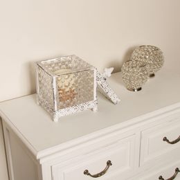 Aufbewahrungsbox "Leyla, wei&szlig;", wei&szlig;, B:16cm H:16cm T:26cm, Holzwerkstoff, MyFlair M&Ouml;BEL & ACCESSOIRES, Aufbewahrungsboxen, Aufbewahrungsbox, aus Metall & Glas, mit Deckel