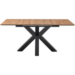 Esstisch "New Atlanta", schwarz (vulkanschwarz supermatt, asteiche, vulkanschwarz supermatt, asteiche), H:81cm, SET ONE BY Musterring, Tische, Esstisch, Platte rechteckig mit schweizer Kante, ausziehbar, Stern-Gestell