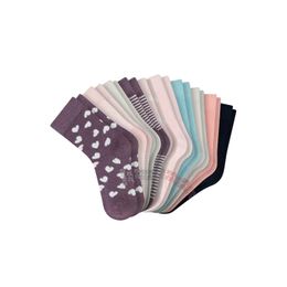 Kurzsocken Schiesser "Socken Legwear Kids 10P 10er Pack", M&auml;dchen, Gr. 23-26, bunt (lila, rosa), Obermaterial: 75% Baumwolle CO. 24% Polyamid PA. 1% Elasthan EL., Socken