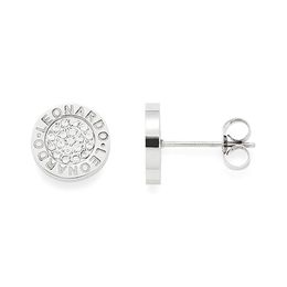 Paar Ohrstecker Leonardo "Matrix Lusso", silber (edelstahlfarben, transparent), Ohrringe, Damen, 10mm, Edelstahl, mit Glassteinen