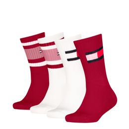 Socken Tommy Hilfiger "TH KIDS SOCK 4P FLAG & SPORT STRIPE ECOM", Kinder, Gr. 31-34, rosa (pink), Baumwolle, Elasthan, Polyamid, Socken Socken, mit verst&auml;rkten Fersenbereichen