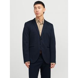 Jack & Jones Sakko JACK & JONES "JPRJAXON Jersey Blazer mit Stretch f&uuml;r stylischen Look", Herren, Gr. 52, blau (schwarz navy), Web, Obermaterial: 79% Polyester, 18% Viskose, 3% Elasthan, unifarben, slim fit, Sakkos Sakko, meliert, modisch, slim fit, Materialmix