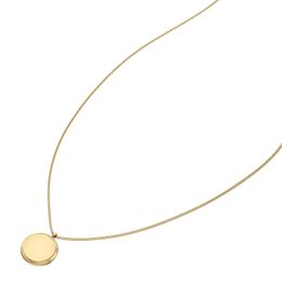Kette mit Anh&auml;nger Fossil "Schmuck Geschenk Edelstahl Halskette Kreis Scheibe Ellis", gelbgoldfarben, Halsketten, Damen, Edelstahl, L: 45,5 B: 1mm, B:1mm
