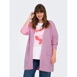 Strickjacke Only CARMAKOMA "CARWHITNEY LS CARDIGAN KNIT", Damen, Gr. M, mauve mist detail:melange, Strick, Obermaterial: 93% Polyester, 4% Wolle, 3% Elasthan, meliert, V-Ausschnitt, Strickjacken Strickjacke