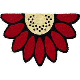 Fu&szlig;matte Astra "Coco Style 027", rot, B:40cm H:14mm L:60cm, Kokos, Teppiche, Fu&szlig;matte, T&uuml;rmatte, Kokos, halbrunde Blumenform, rutschfest