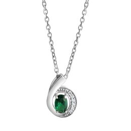 Kette mit Anh&auml;nger Vivance "925-Sterling Silber rhodiniert Zirkonia", wei&szlig;, Halsketten, Damen, 42+3cm, Silber 925 (Sterlingsilber), L: 45 B: 9,5mm, gl&auml;nzend, B:9,5mm