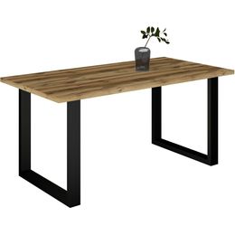M&auml;usbacher Esstisch M&Auml;USBACHER "Big System Metall", schwarz feinstruktur, plankeneiche, schwarz feinstruktur, plankeneiche, B:160cm H:78cm T:90cm, Tische, Esstisch, Metallgestell in U-Form