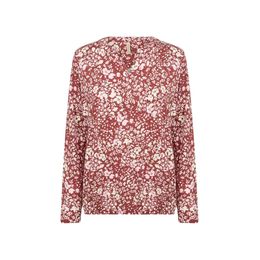 Kurzarmhemd soyaconcept "Soya Concept T-shirt SC-FELICITY", Damen, Gr. M, Normalgr&ouml;&szlig;en, 4470c dunkel rot combi, Obermaterial: 50% Baumwolle, 50% Viskose, Hemden