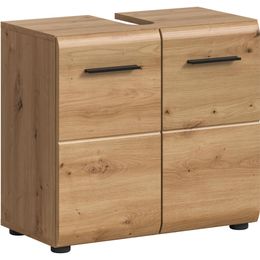 Waschbeckenunterschrank Welltime "FLORENZ, Breite 60cm, 1 Einlegeboden, 2 F&auml;cher", braun (artisan oak nb), B:60cm H:54cm T:31cm, FSC-zertifizierter Holzwerkstoff, MDF, Schr&auml;nke, Waschbeckenunterschrank, mit Siphonausschnitt, Badm&ouml;bel, Badschrank, Schrank, Kommode, Bad