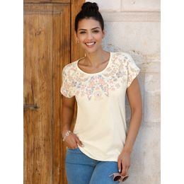 Rundhalsshirt Classic Basics "Rundhals-Shirt", Damen, Gr. 56, rosa (champagner, ros&eacute;), 100% Baumwolle, bedruckt, gemustert, mehrfarbig, Rundhals, Shirts Rundhalsshirt