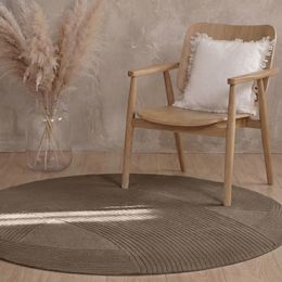 Wollteppich Ted Baker "Victoria , auch in rund", braun, H:18mm &Oslash;:160cm, Oberfl&auml;che: 100% Wolle. R&uuml;ckseite: 100% Baumwolle, Teppiche, Naturteppich Wolle, Hoch-Tief-Design, Wohnzimmer, Schlafzimmer