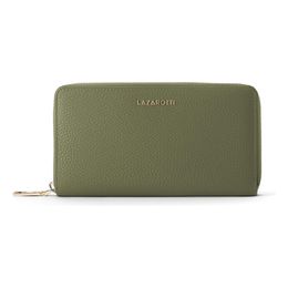 Geldb&ouml;rse LAZAROTTI "Bologna Leather XL Zip-Around Geldb&ouml;rse Leder 19 cm", Damen, oliv, Leder, Kleinlederwaren