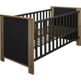 M&auml;usbacher Babybett M&Auml;USBACHER, schwarz (anthrazit matt, asteiche), B:77cm H:89cm, Holzwerkstoff, Babybetten, Babybett
