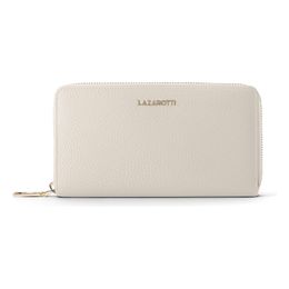 Geldb&ouml;rse LAZAROTTI "Bologna Leather XL Zip-Around Geldb&ouml;rse Leder 19 cm", Damen, wei&szlig;, Leder, Kleinlederwaren