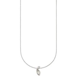 Kette mit Anh&auml;nger Bruno Banani "Schmuck Geschenk Silber 925 Halsschmuck Halskette Ankerkette Blatt", silber (silberfarben, kristallwei&szlig;), Halsketten, Damen, Silber 925 (Sterlingsilber), L: 45 B: 0,8mm, mit Zirkonia (synth.), B:0,8mm