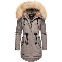 Wintermantel Navahoo "Bombii", Damen, Gr. S (36), grau (dunkelgrau), Oberstoff: 100% Baumwolle. Futter: 100% Polyester. Wattierung: 100% Polyester. &Auml;rmelfutter: 100% Polyester. Kunstpelz: 90% Polyacryl, 10% Polyester, tailliert Po-bedeckend, &Auml;rmel ohne &Auml;rmelschlitz Rippstrickb&uuml;ndchen, M&auml;ntel Wintermantel, stylischer Damen Winterparka mit Kunstfell-Kapuze