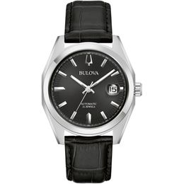 Automatikuhr Bulova "Surveyor", schwarz, Armbanduhren, Damen, Automatikuhr, Armbanduhr, Herrenuhr, Damenuhr, Lederarmband, Saphirglas