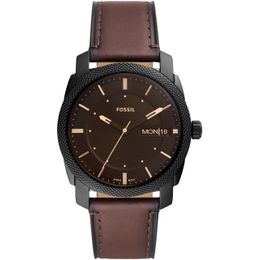 Quarzuhr Fossil "MACHINE", braun, Armbanduhren, Herren, Quarzuhr, Armbanduhr, Herrenuhr, Datum, Nachhaltigkeitssiegel, Lederarmband