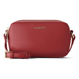 Umh&auml;ngetasche LAZAROTTI "Bologna Leather Umh&auml;ngetasche Camera-Bag Leder Double-Zip 18 cm", Damen, rot, Leder, Taschen Umh&auml;ngetasche