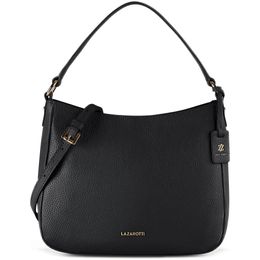 Schultertasche LAZAROTTI "Bologna Leather Hobo Schultertasche Leder 27 cm", Damen, schwarz, Leder, Taschen Schultertasche
