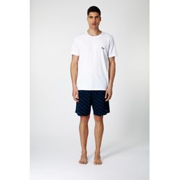 Shorty Fila "MAN JERSEY PYJAMAS", Herren, Gr. M, wei&szlig; (wei&szlig; blau), Jersey, Obermaterial: 100% Baumwolle, unifarben, regular fit kurz, Rundhals, Homewear-Sets Shorty, Hose gepunktet mit Gummizug, Shirt mit Rundhalsausschnitt