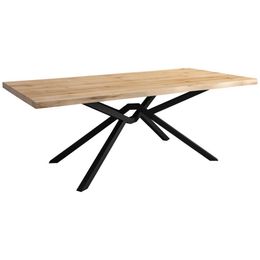 Landscape Esstisch, Eiche, Schwarz, Holz, Metall, Eiche, Hartholz, Holz, rechteckig, A-Form, 100x76x200 cm, Esszimmer, Tische, Esstische, Baumkantentische