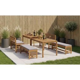Ambia Garden Gartenset, Grau, Holz, 6-teilig, Akazie, massiv, FSC 100%, Gartenm&ouml;bel, Gartenm&ouml;bel-Sets