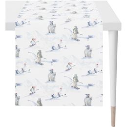 Tischl&auml;ufer Apelt "5800", blau (blau, wei&szlig;), B:48cm L:140cm, Baumwolle, Polyester, Tischdecken
