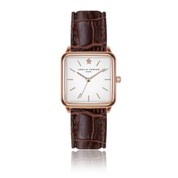 Quarzuhr AMELIA PARKER "AD7-S088R", braun croco, Armbanduhren, Damen, Quarzuhr