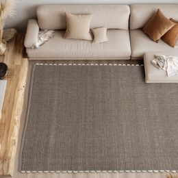 Sch&ouml;ner Wohnen Kollektion Wollteppich "Omira", dunkelgrau, B:120cm H:7mm L:170cm, Wolle, SCH&Ouml;NER WOHNEN-KOLLEKTION, Teppiche, reine Wolle, Linien, dekorative H&auml;kelkante, Wohnzimmer