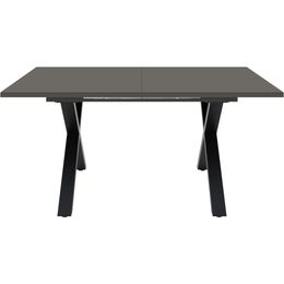 M&auml;usbacher Esstisch M&Auml;USBACHER, schwarz feinstruktur, glas anthrazit glanz, schwarz feinstruktur, glas anthrazit glanz, H:75cm, Tische, Esstisch, Esstisch ausziehbar auf 210 cm, eckige Tischform, Gestell X-Form