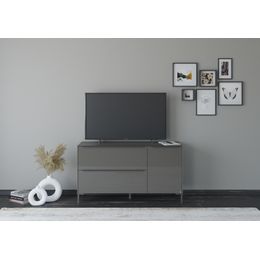 Lowboard "Reno", anthrazit matt lack, glas anthrazit glanz, B:137cm H:77cm T:42cm, Glas, Holzwerkstoff, SET ONE BY Musterring, Sideboards, Lowboard, Mit Winkelfu&szlig; in diversen Farben, 77 cm H&ouml;he & Farbauswahl