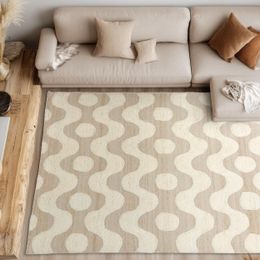 Sch&ouml;ner Wohnen Kollektion Teppich "Milena", beige (natur), B:120cm H:20mm L:170cm, Kunstfaser, Wolle, SCH&Ouml;NER WOHNEN-KOLLEKTION, Teppiche, Teppich, Linien, Punkte, Modern, Hoch Tief Struktur, weich, Wohnzimmer