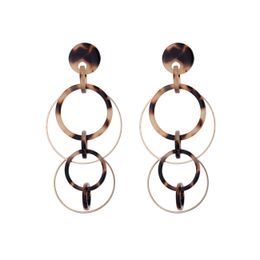 Paar Ohrstecker Firetti "bewegliche Kreise", braun (braun, honigfarben), Ohrringe, Damen, Materialmix