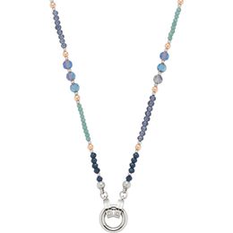 Charm-Kette Leonardo "Halskette Natalina Clip&Mix", gold (edelstahlfarben, gelbgoldfarben, blau, t&uuml;rkis, schwarz), Halsketten, Damen, Edelstahl, L: 80 B: 8mm, mit Glasperle, B:8mm
