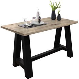 M&auml;usbacher Bartisch M&Auml;USBACHER, schwarz (schwarzstahl, sandeichefarben, schwarzstahl), B:120cm H:105cm T:70cm, Tische, Bartisch, Gestell in A-Form (Breite 120, 140 oder 160 cm)