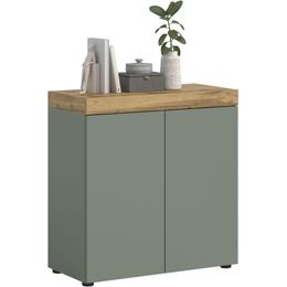 Kommode OTTO HOME "MAMBO, Breite 77cm, 2 T&uuml;ren, 4 F&auml;cher, push-2-open", smoke gr&uuml;n, wotan eiche nachbildung, B:77cm H:80cm T:37cm, Sideboards, Kommode, Kommode, Anrichte, Wohnzimmer, Schlafzimmer