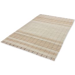 Sch&ouml;ner Wohnen Kollektion Teppich "Neria", creme, B:60cm H:4mm L:110cm, Baumwolle, Jute, Wolle, SCH&Ouml;NER WOHNEN-KOLLEKTION, Teppiche, Teppich, Wolle/Baumwolle/Jute Mix, mit Fransen, Karo Muster, Wohnzimmer