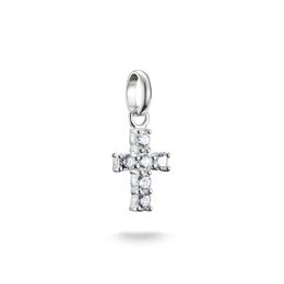 Charm Kreuz Thomas Sabo "Charm Kreuz - Connect", silber (silberfarben, kristallwei&szlig;, kristallwei&szlig;), Charms, Damen, Silber 925 (recycelt), mit Zirkonia (synth.)