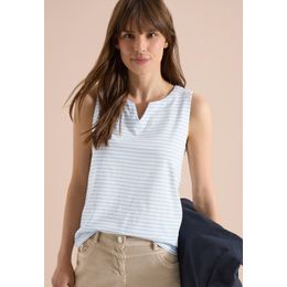 Tr&auml;gertop Cecil, Damen, Gr. XL (44), light sky blau, Web, 100% Baumwolle, gestreift, comfort fit normal, Rundhals, abgesteppt, Tops Tr&auml;gertop, aus reiner Baumwolle