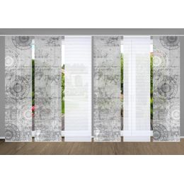 Schiebegardine HOME IN GREEN "MANDRIGA" Gr. 1, grau, B:60cm H:245cm, Polyester, Gardinen, SET DIGITALDRUCK,BAMBUSOPTIK RECYCELT