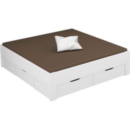 Stauraumbett Rauch "Aditio", wei&szlig;, B:186cm H:50cm L:208cm, Betten, Stauraumbett, ohne Kopfteil, inklusive Schubk&auml;sten