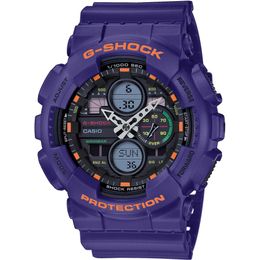 Chronograph Casio G-SHOCK, blau (lila), Armbanduhren, Herren, Chronograph, Quarzuhr,Armbanduhr,Herrenuhr,digital, bis 20 bar wasserd.Resinarmband