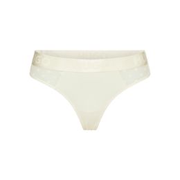 String HUGO UNDERWEAR "THONG SL DESIGN", Damen, Gr. L, natural 101, Jersey, Obermaterial: 95% Baumwolle, 5% Elasthan, eng, Unterhosen String, mit Mesheinsatz