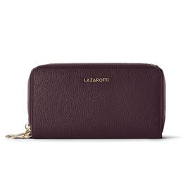 Geldb&ouml;rse LAZAROTTI "Bologna Leather XL Double Zip-Around Geldb&ouml;rse RFID Leder 20 cm", Damen, bordeaux, Leder, Kleinlederwaren