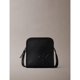 Umh&auml;ngetasche Calvin Klein Jeans "SCULPTED IMPRESSION REPORTER 18", Herren, Gr. B/H/T: 17cm x 18,5cm x 7cm, schwarz, Lederimitat, unifarben, Taschen Umh&auml;ngetasche, Schultertasche, Herren Body Bag mit CK-Logoemblem