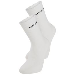 Basicsocken HUGO UNDERWEAR "2P RS LETTUCE CC W", Damen, Gr. 39-42, wei&szlig;, Baumwollmischung, normal, Socken, Bund leicht gekr&auml;uselt