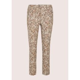 Madeleine Mode Chinos MADELEINE "Druckhose Jerseyhose mit Paisley-Muster", Damen, Gr. 42, N + K Gr, braun (braun, wei&szlig;), Obermaterial: 97% Baumwolle CO. 3% Elasthan EL., Modern, schmal, Hosen, Paisley-Druckhose