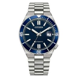 Automatikuhr Citizen "Tsuyosa Shore", blau (silberfarben, dunkelblau), Armbanduhren, Herren, Automatikuhr, Armbanduhr, Damenuhr, Herrenuhr, Mechanische Uhr, Edelstahlarmband