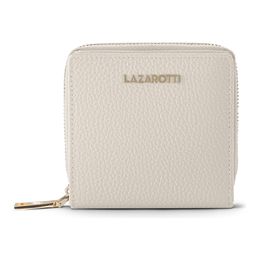 Geldb&ouml;rse LAZAROTTI "Bologna Leather Medium Zip-Around Geldb&ouml;rse Leder 10 cm", Damen, wei&szlig;, Leder, Kleinlederwaren